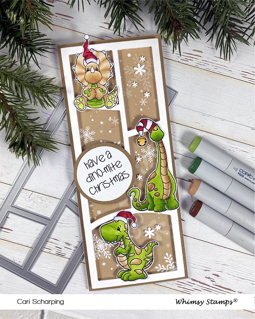 Dino-mite Christmas Handmade Slimline Card