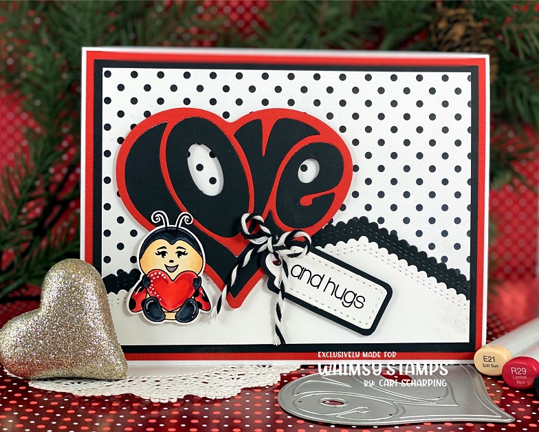 Love and Bug Hugs Handcrafted Valentine Card