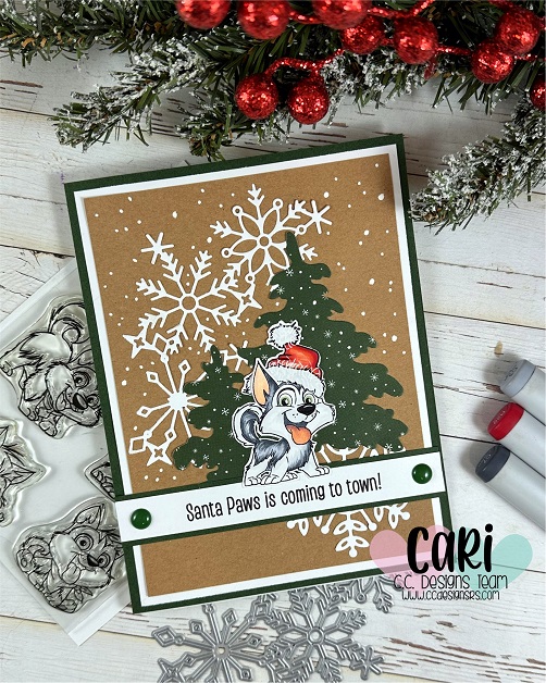 Santa Paws is Coming to Town Handcrafted Christmas Card