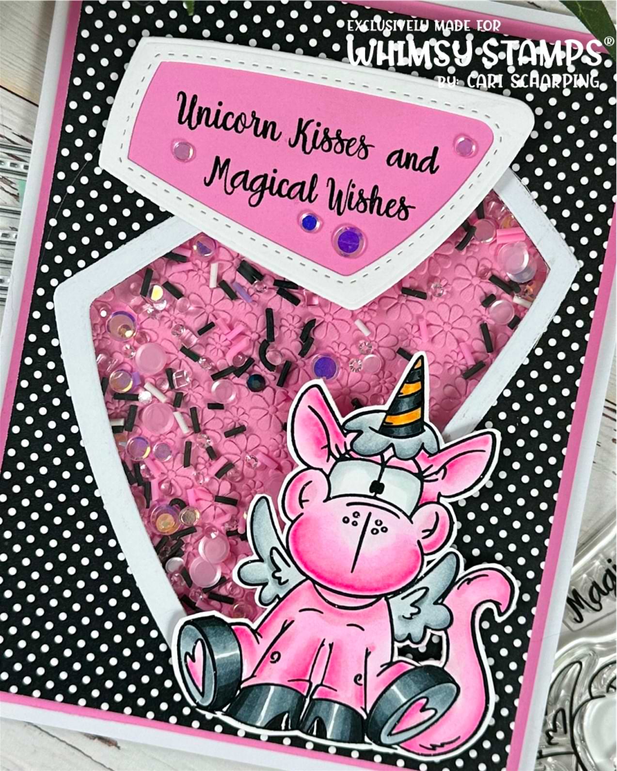 Unicorn Kisses and Magical Wishes Handcrafted Birthday Card